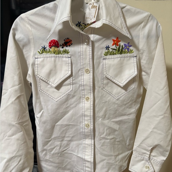 Tops | Vintage Womens Embroidered White Button Down Long Sleeve | Poshmark